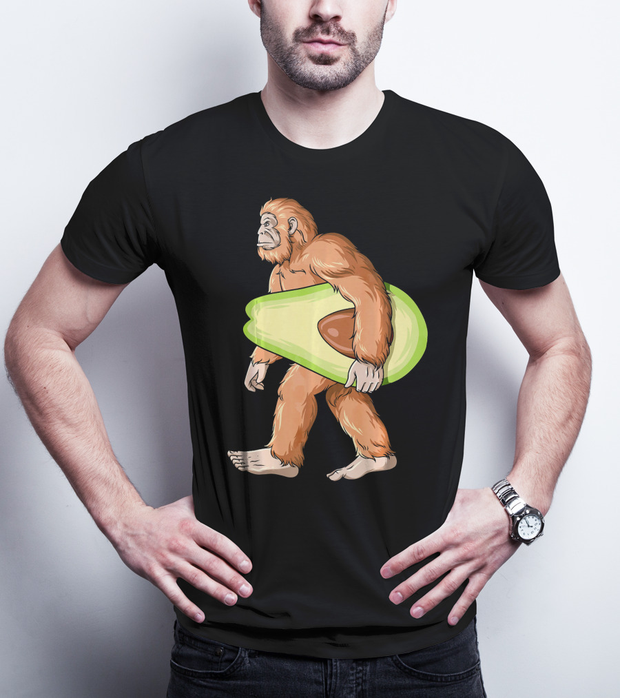 Bigfoot Carrying Avocado Sasquatch Cinco De Mayo Humor T-Shirt