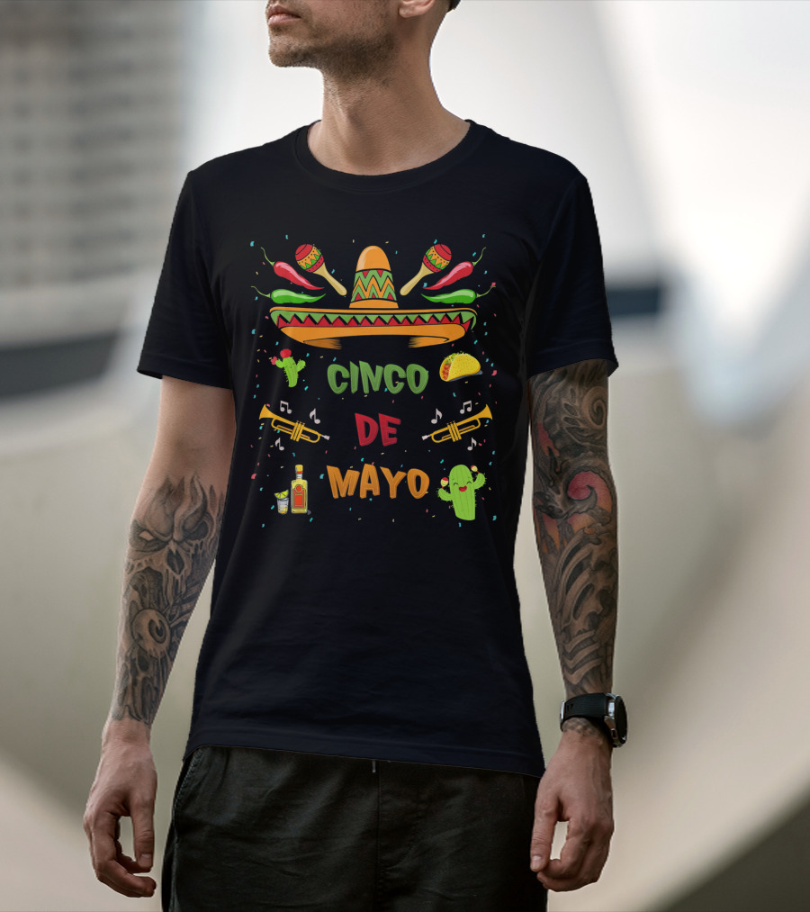Cinco De Mayo Sombrero Maracas Taco Fiesta T-Shirt