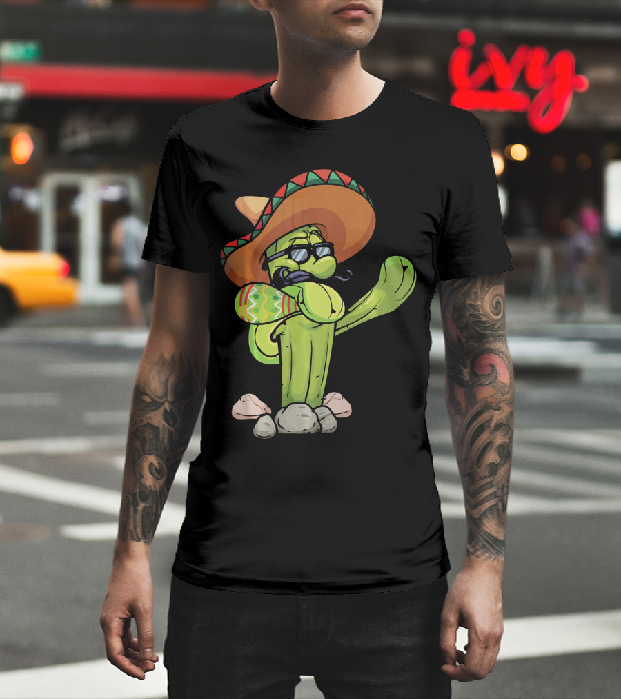 Sombrero Cactus Dabbing Dance Cinco De Mayo T-Shirt