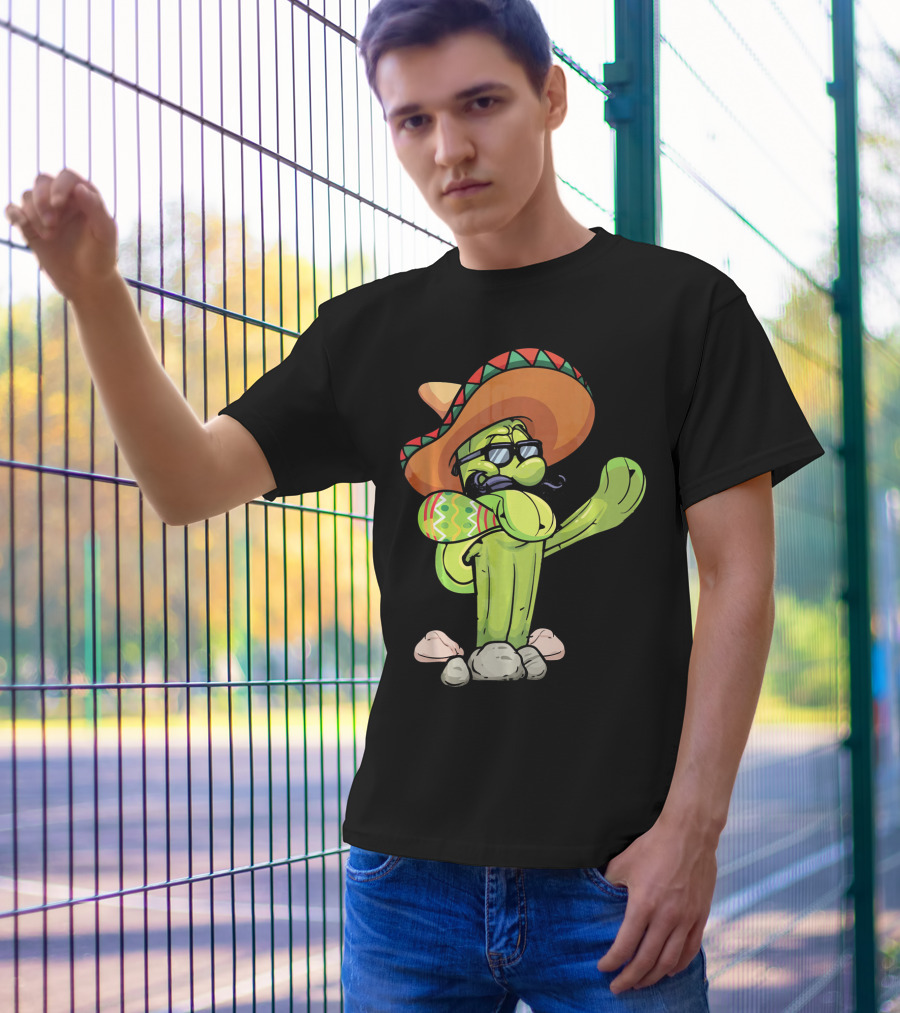 Sombrero Cactus Dabbing Dance Cinco De Mayo T-Shirt