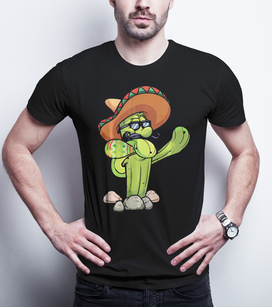 Sombrero Cactus Dabbing Dance Cinco De Mayo T-Shirt