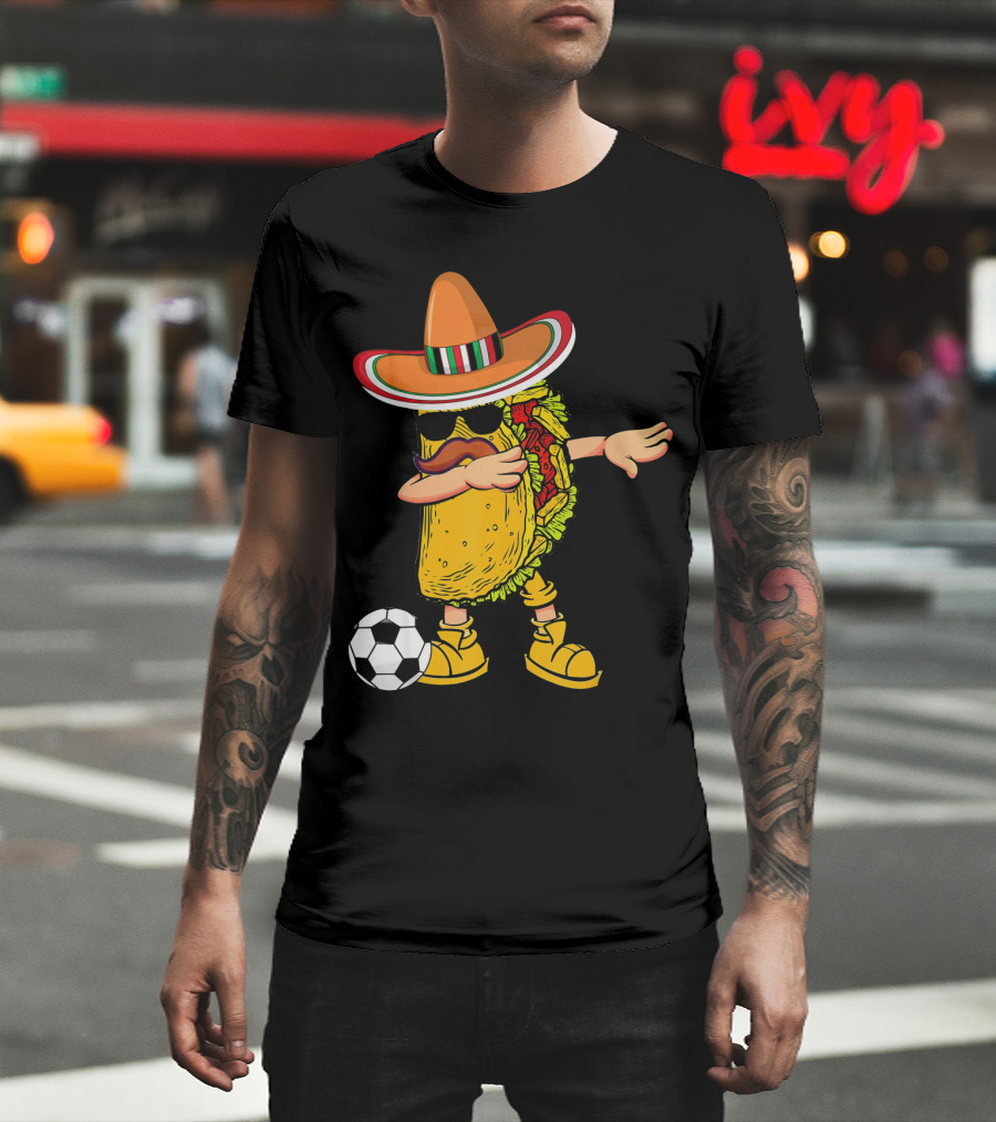 Dabbing Soccer Taco With Sombrero Cinco De Mayo Dab T-Shirt