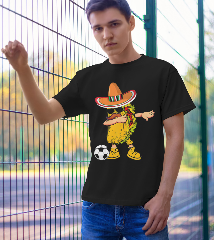 Dabbing Soccer Taco With Sombrero Cinco De Mayo Dab T-Shirt