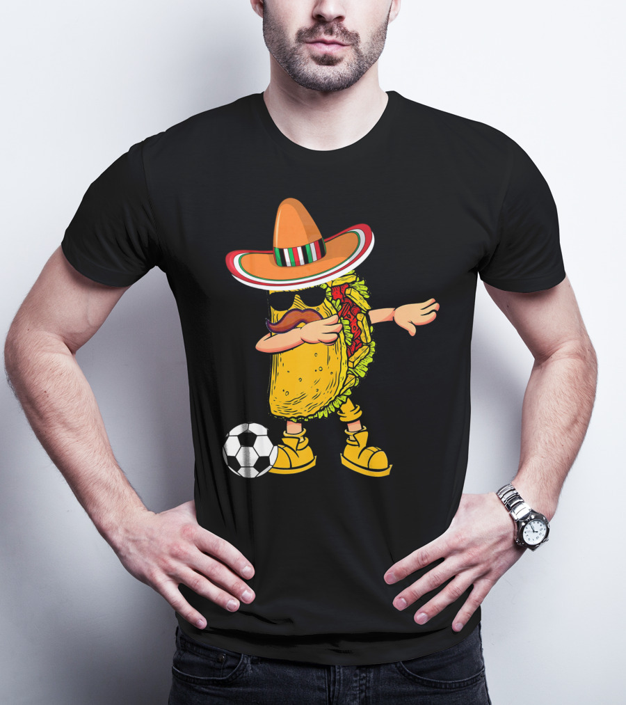 Dabbing Soccer Taco With Sombrero Cinco De Mayo Dab T-Shirt