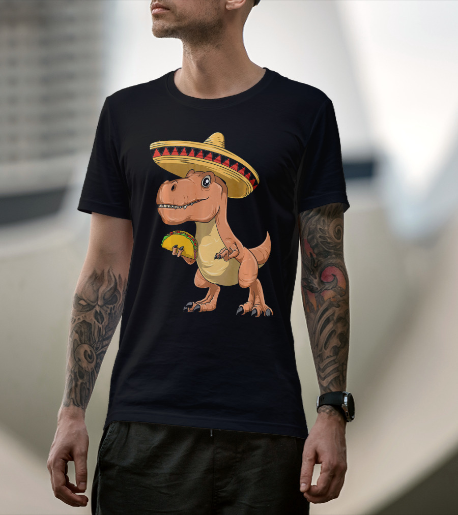 Dinosaur Taco Mexican Sombrero Dinosaur T-Shirt