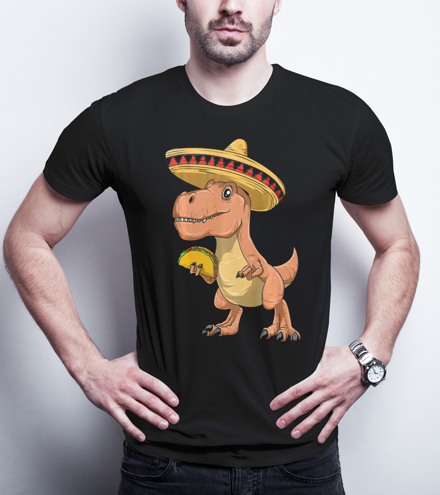 Dinosaur Taco Mexican Sombrero Dinosaur T-Shirt
