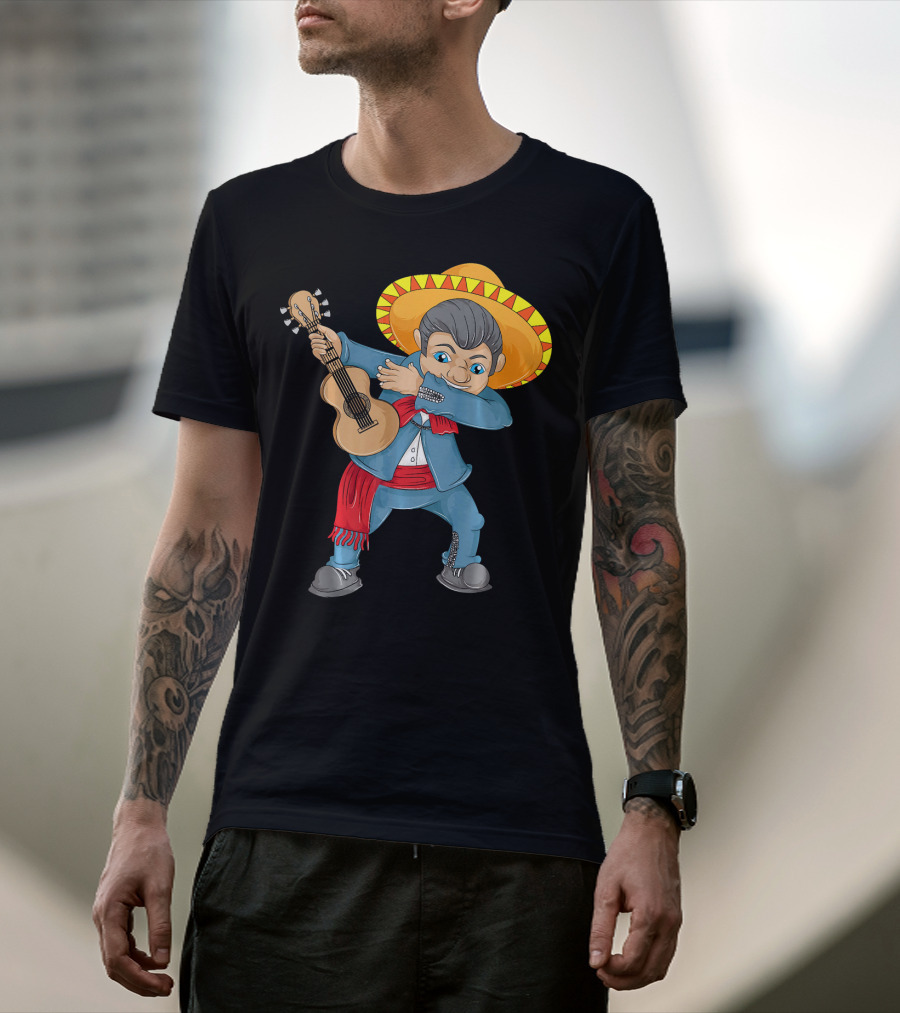 Mariachi Guitar Dabbing Cinco De Mayo T-Shirt