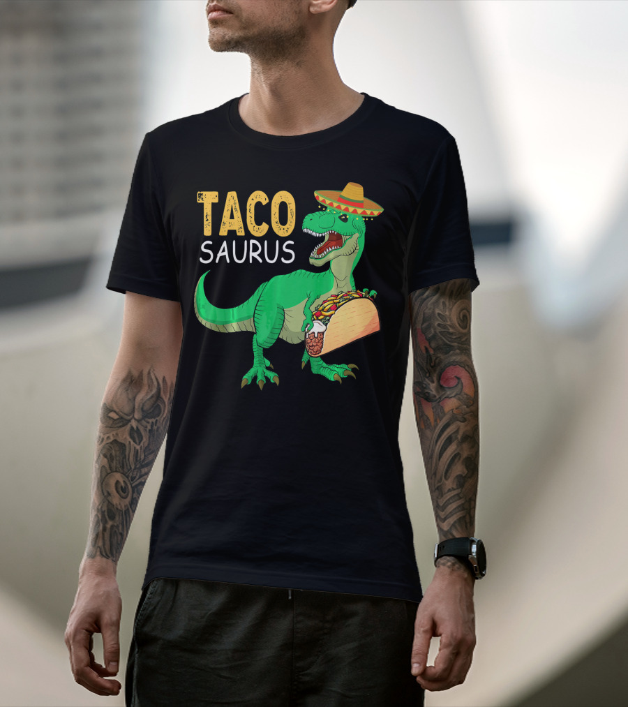 Taco Tacosaurus Dinosaur Sombrero Mexican Cinco De Mayo T-Shirt