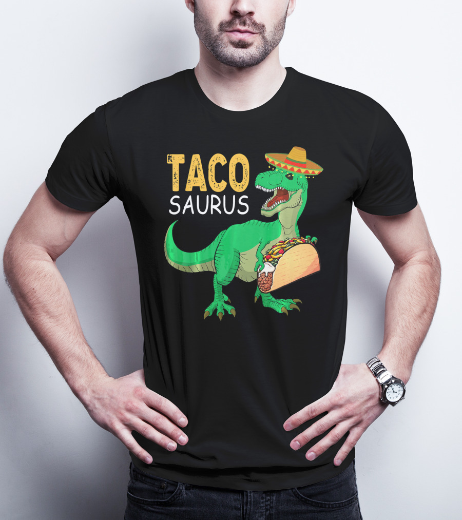 Taco Tacosaurus Dinosaur Sombrero Mexican Cinco De Mayo T-Shirt