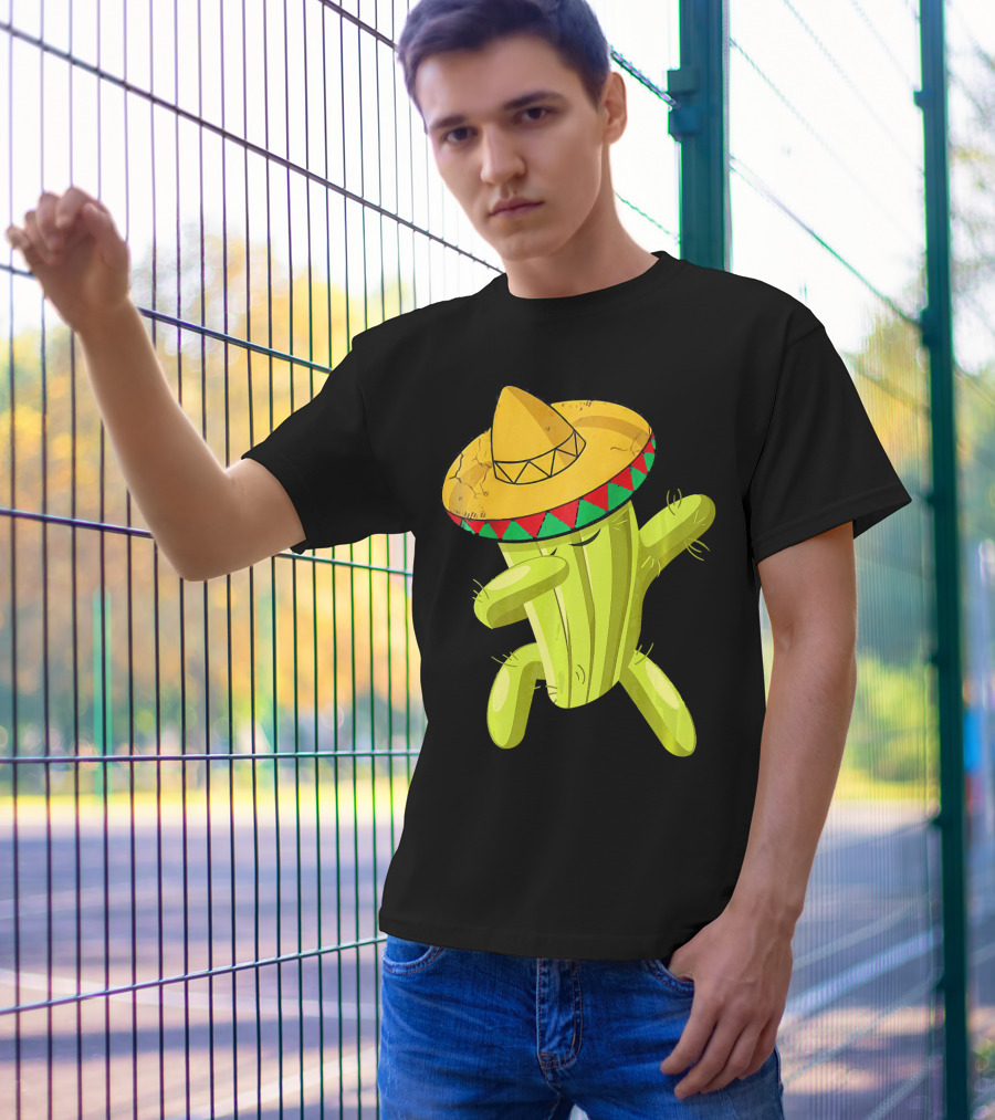 Dancing Cactus With Sombrero Funny Cinco De Mayo For Son T-Shirt