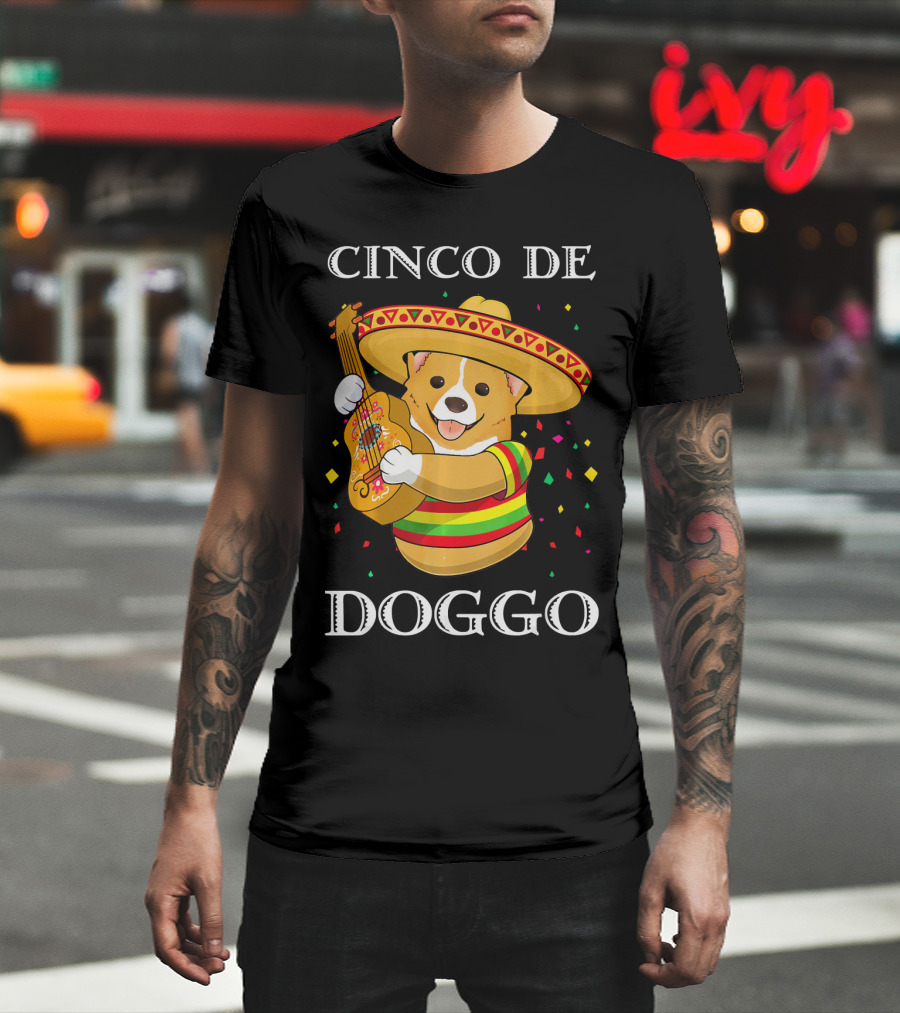 Cinco De Doggo Funny Corgi Guitar Fiesta T-Shirt