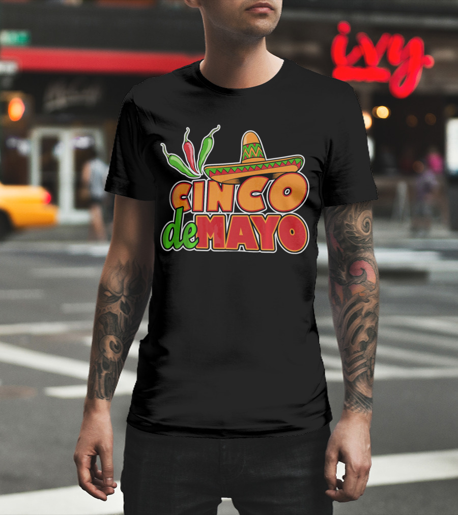 Cinco De Mayo Sombrero And Chilis T-Shirt