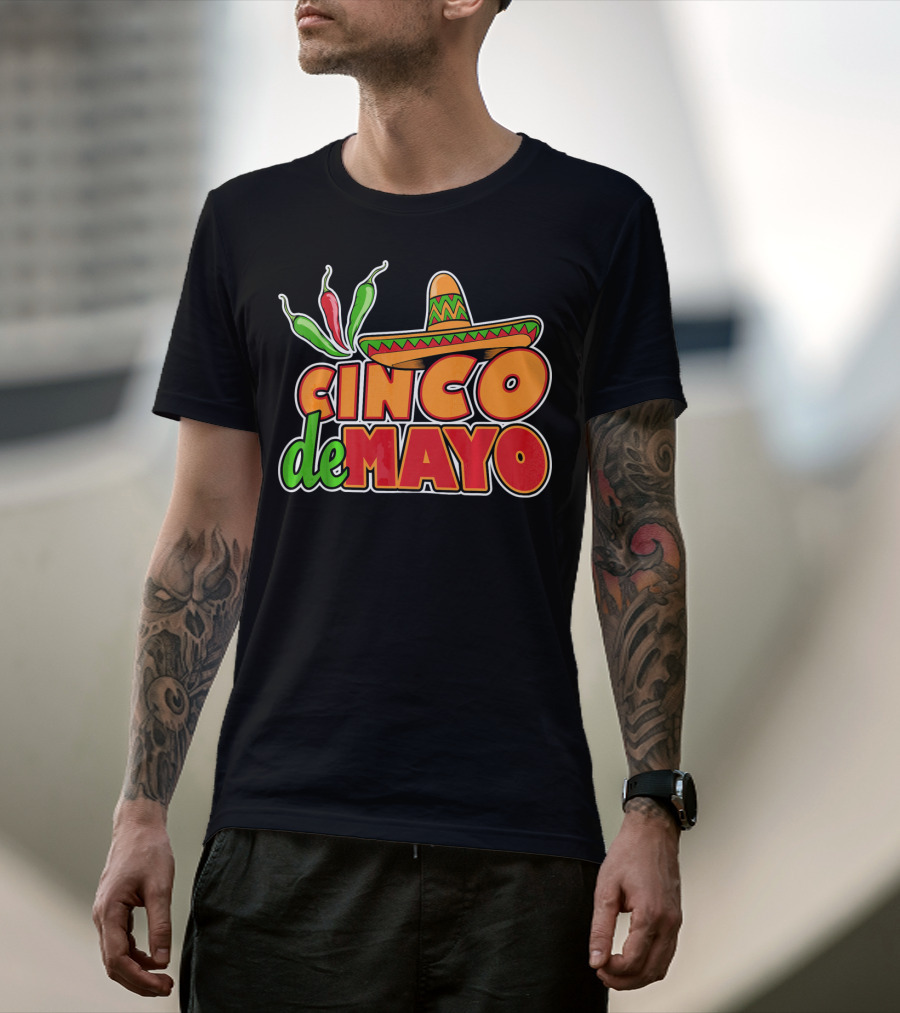 Cinco De Mayo Sombrero And Chilis T-Shirt
