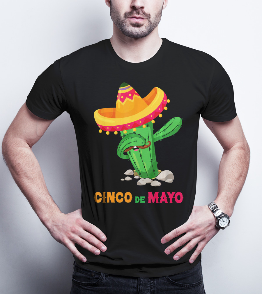 Cinco De Mayo Dabbing Cactus Sombrero T-Shirt