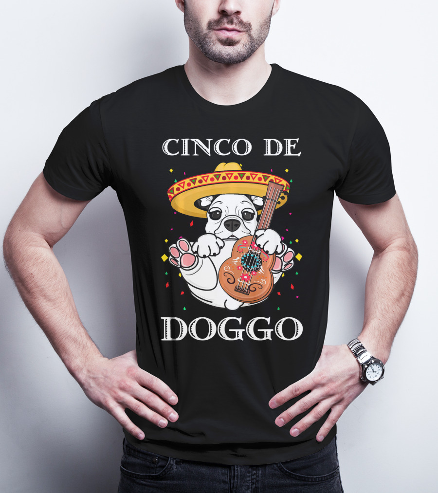 Cinco De Doggo Funny French Bulldog Guitar T-Shirt