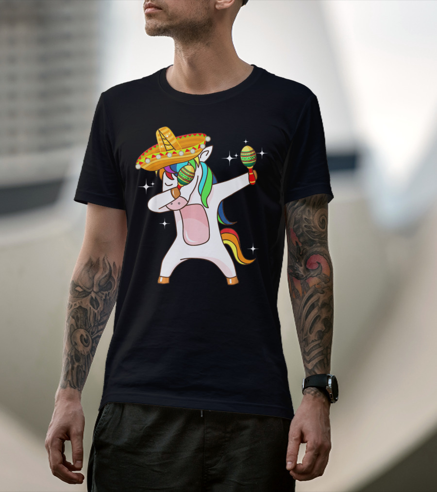 Dabbing Unicorn Sombrero Maracas Cinco De Mayo T-Shirt
