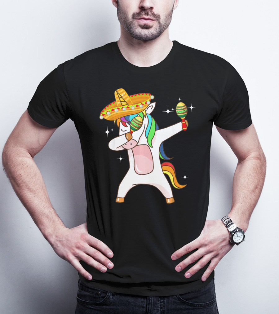 Dabbing Unicorn Sombrero Maracas Cinco De Mayo T-Shirt