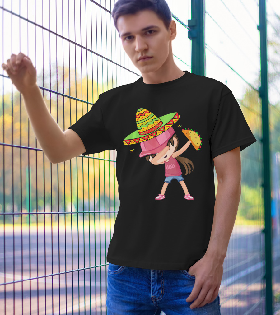 Funny Girl Dab Taco Sombrero Cinco De Mayo T-Shirt