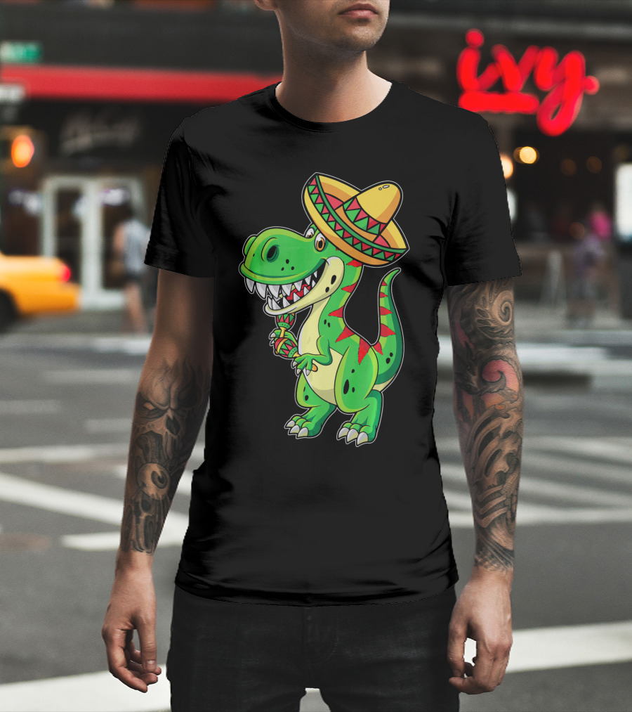 Cinco De Mayo Sombrero Tyrannosaurus Rex Dinosaur Fiesta T-Shirt