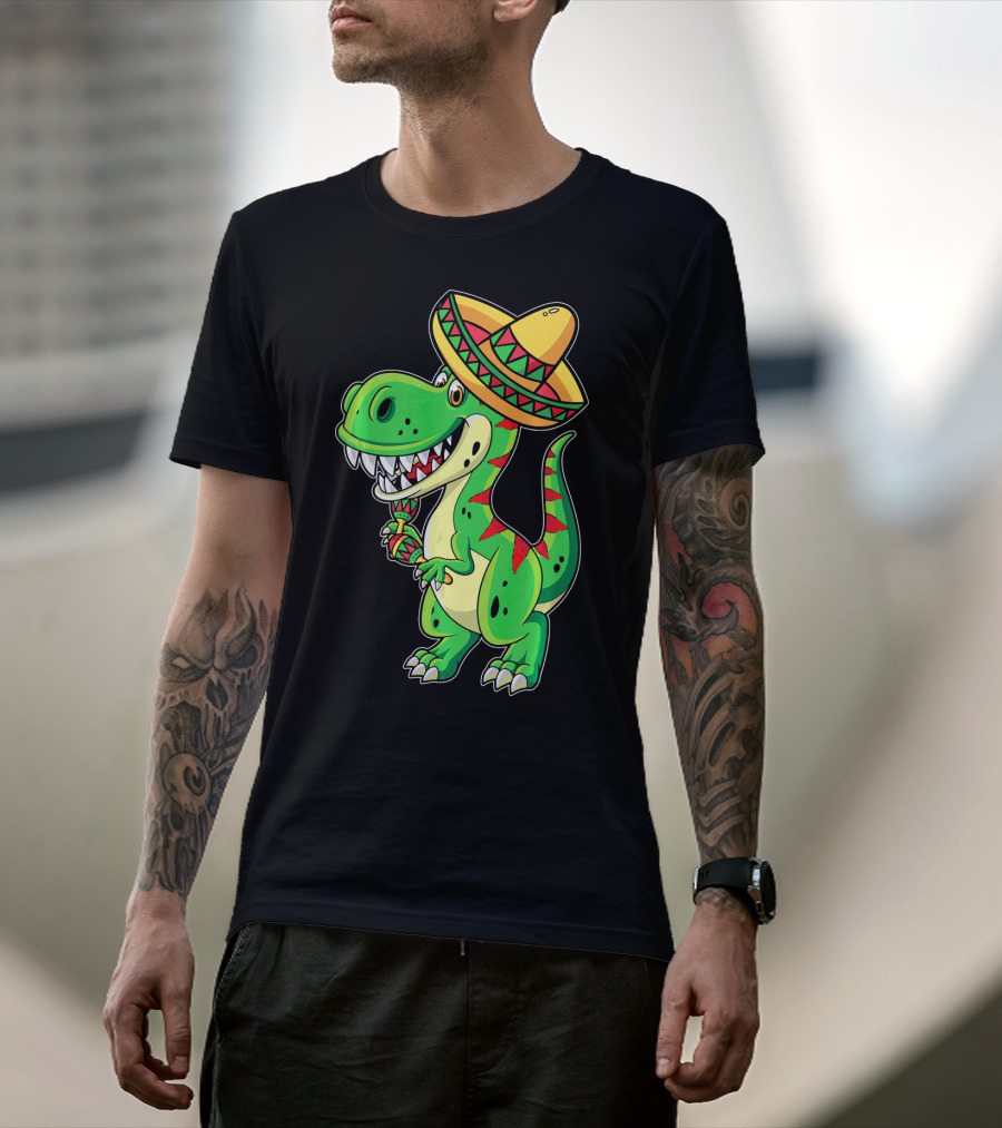 Cinco De Mayo Sombrero Tyrannosaurus Rex Dinosaur Fiesta T-Shirt