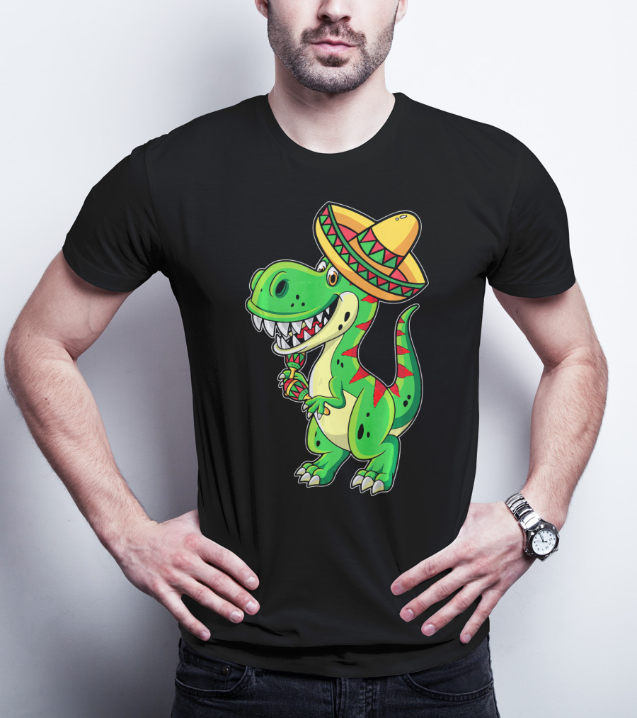 Cinco De Mayo Sombrero Tyrannosaurus Rex Dinosaur Fiesta T-Shirt