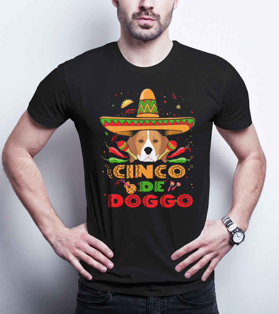 Cinco De Doggo Beagle Sombrero Maracas Peppers Fiesta T-Shirt