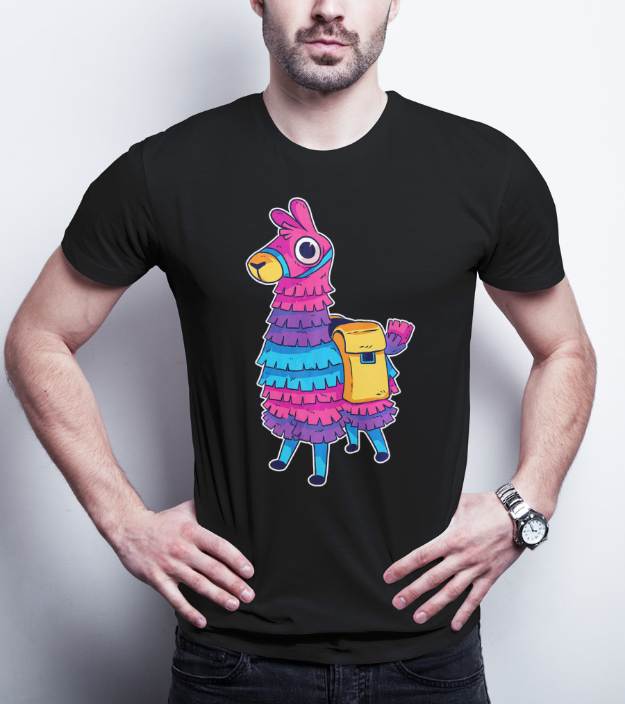 Llama Pinata Funny Festive Fiesta Party With Colorful Backpack T-Shirt