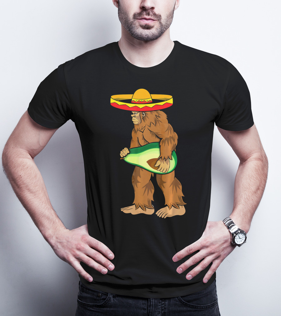 Bigfoot Sombrero Avocado Cinco De Mayo T-Shirt