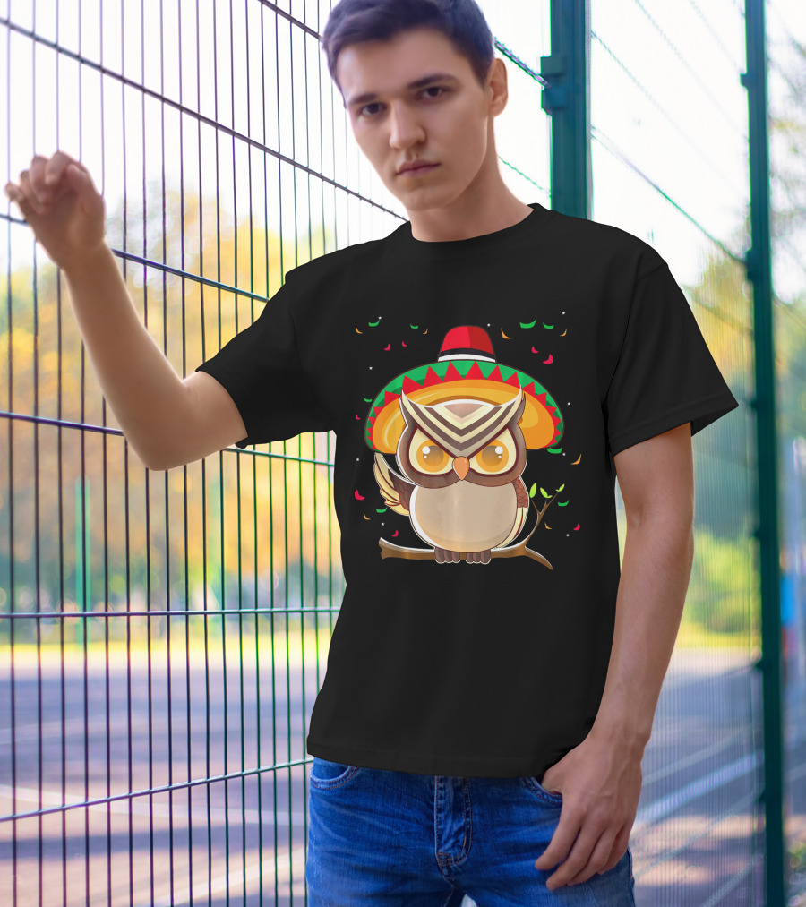 Cute Night Owl Sombrero Cinco De Mayo 5th Of May T-Shirt