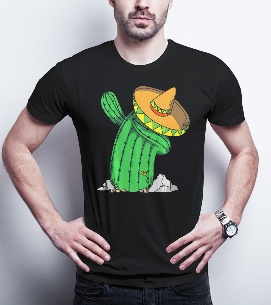 Cinco De Mayo Dabbing Cactus With Sombrero Fun T-Shirt