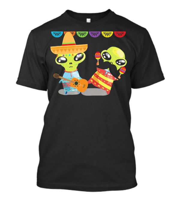 Mexican Fiesta Alien Sombrero Guitar Maracas Cinco De Mayo T-Shirt