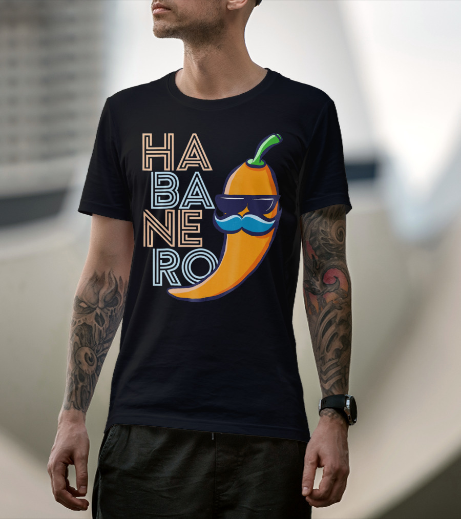 Habanero Lover Emoji Cinco De Mayo Mustache Pepper T-Shirt