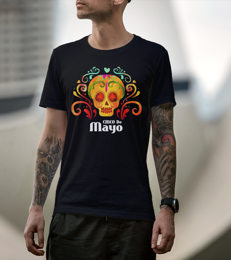Cinco De Mayo Colorful Skull Vibrant T-Shirt