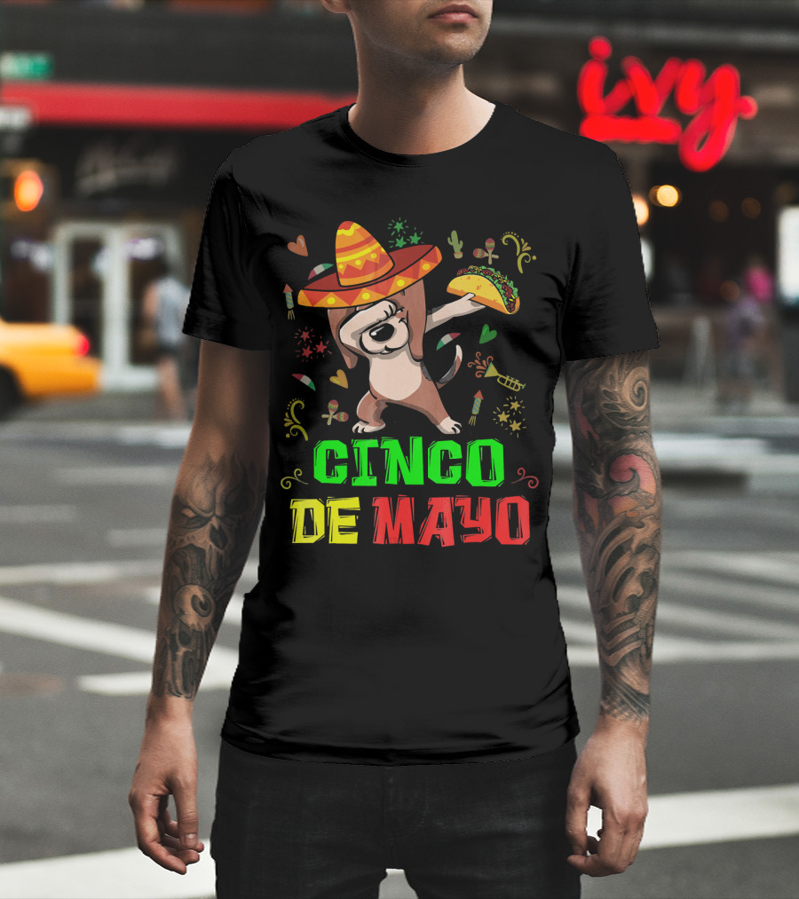 Cinco De Mayo Dabbing Taco Fiesta Dog Sombrero T-Shirt