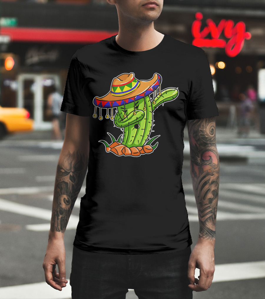 Dabbing Cactus Sombrero Cinco De Mayo T-Shirt