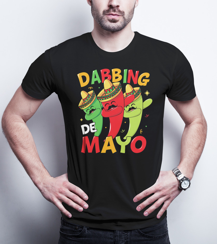 Dabbing Cinco De Mayo Chili Peppers With Sombreros T-Shirt