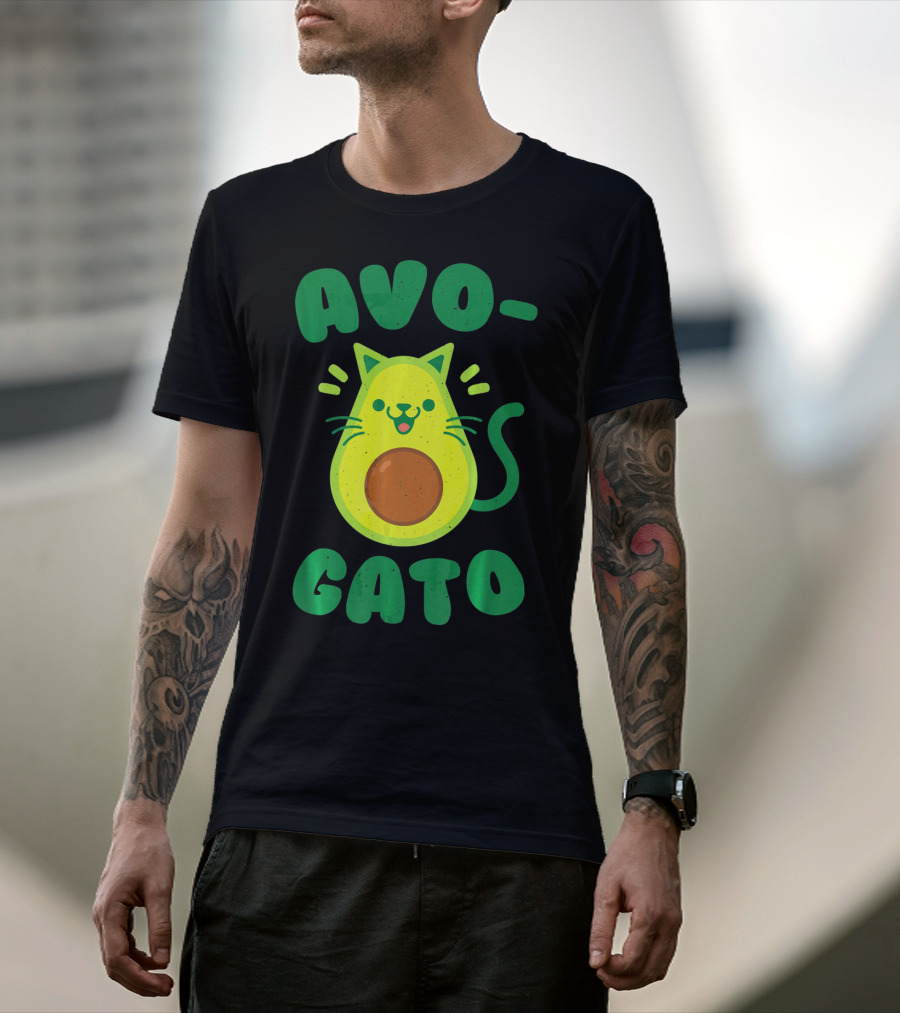 Avogato Avocado Cat Playful Green Fun T-Shirt