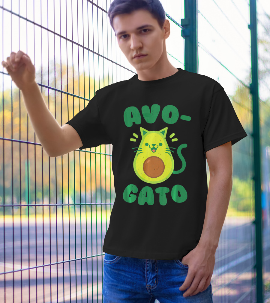 Avogato Avocado Cat Playful Green Fun T-Shirt