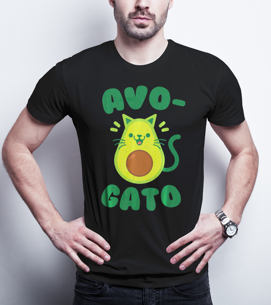 Avogato Avocado Cat Playful Green Fun T-Shirt