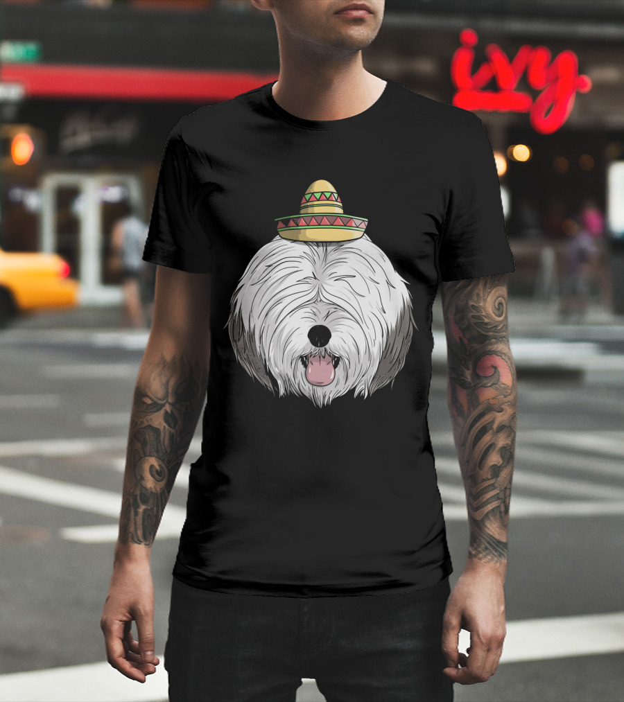 Old English Sheepdog Sombrero Cinco De Mayo Fiesta T-Shirt