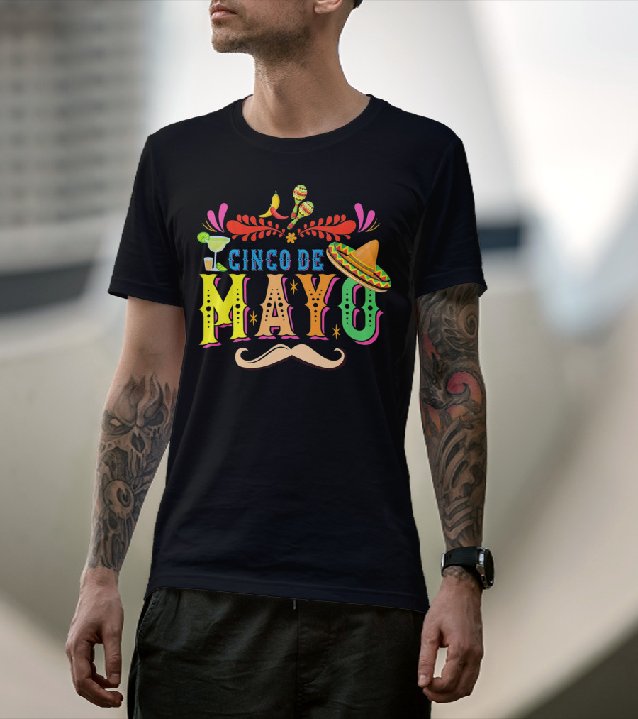 Cinco De Mayo Fiesta Sombrero Maracas Mustache T-Shirt