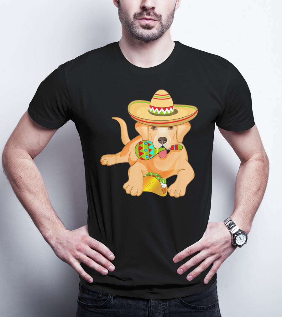 Cinco De Mayo Labrador Dog With Sombrero Taco And Maraca T-Shirt