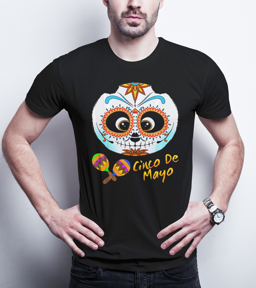 Cinco De Mayo Sugar Skull Panda With Maracas T-Shirt