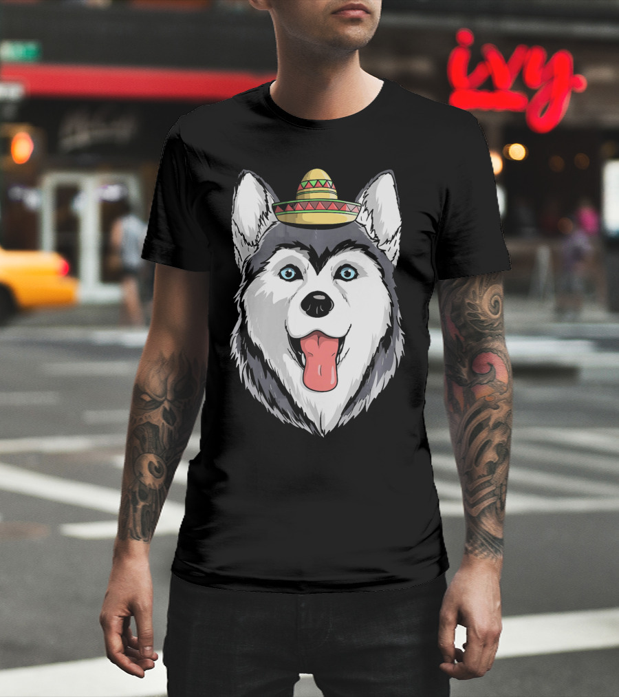 Fiesta Siberian Husky Sombrero Cinco De Mayo Mexi T-Shirt