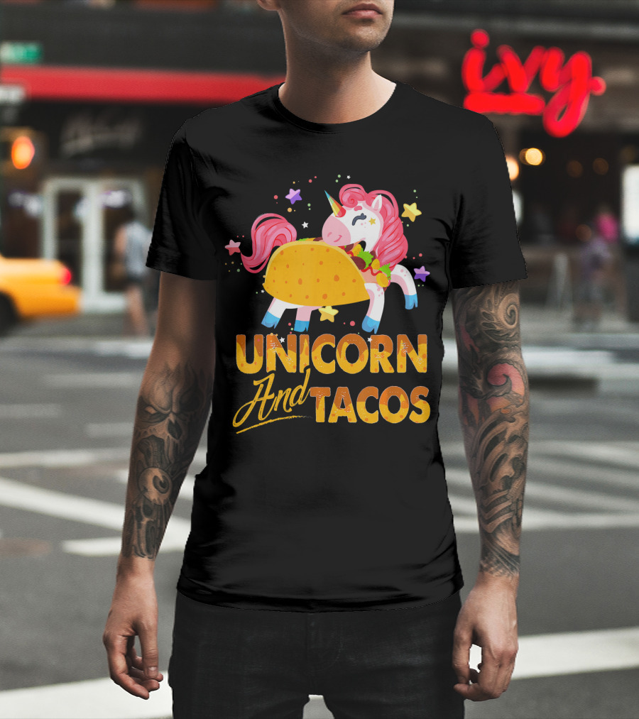 Unicorn And Tacos Colorful Cinco De Mayo Fun T-Shirt