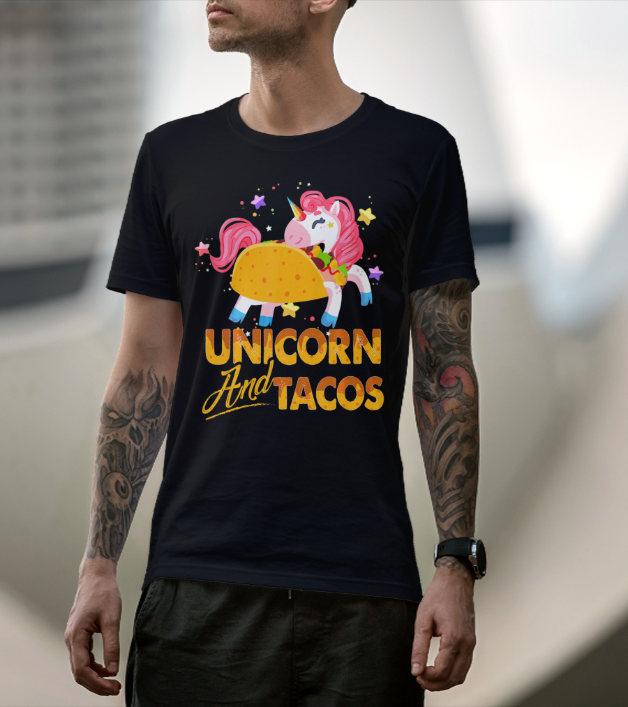 Unicorn And Tacos Colorful Cinco De Mayo Fun T-Shirt
