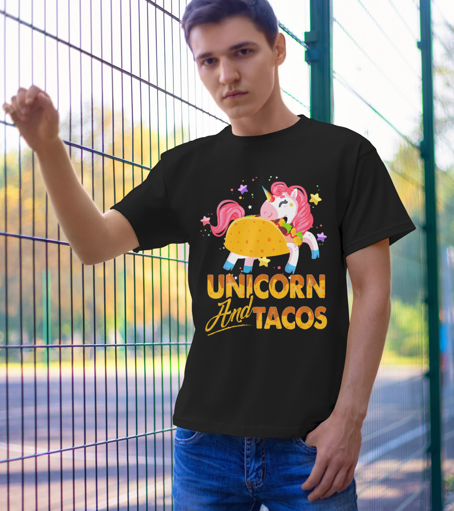Unicorn And Tacos Colorful Cinco De Mayo Fun T-Shirt