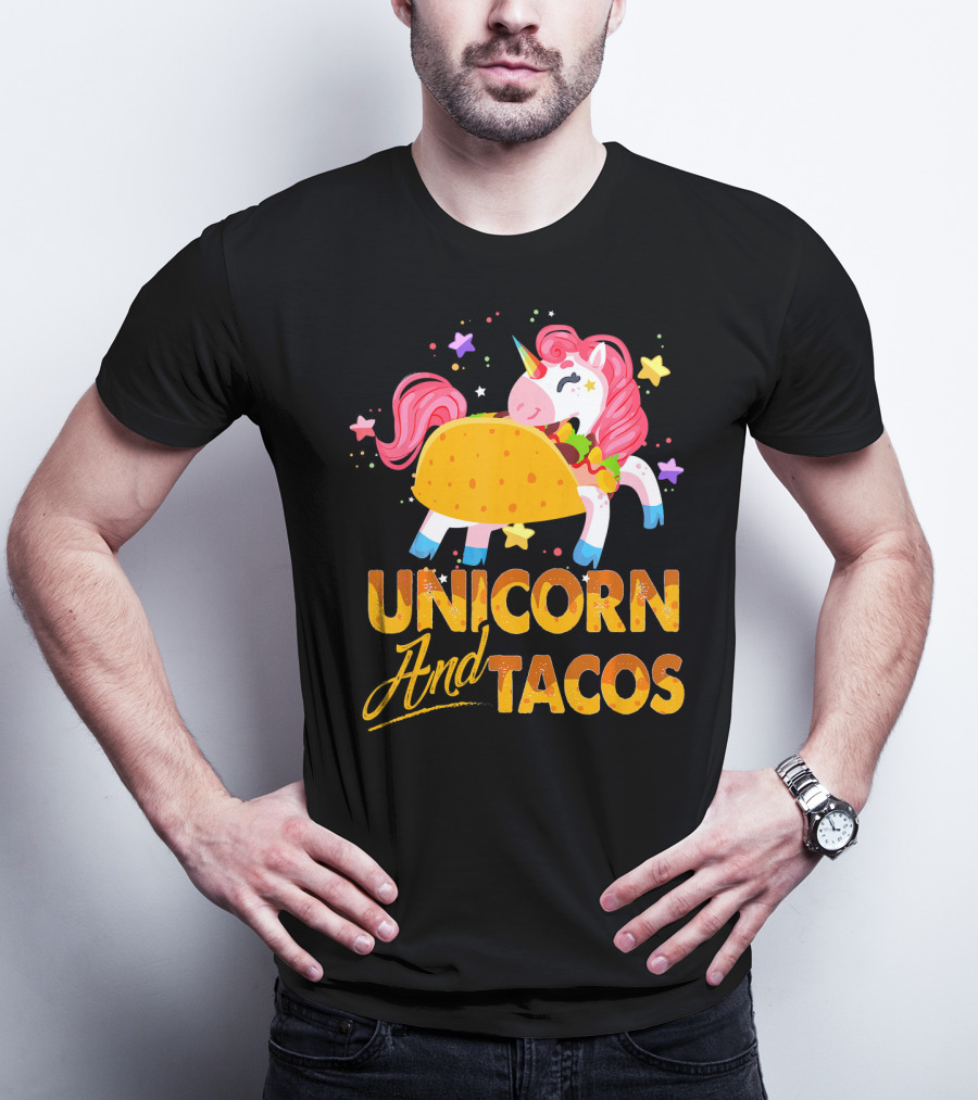 Unicorn And Tacos Colorful Cinco De Mayo Fun T-Shirt