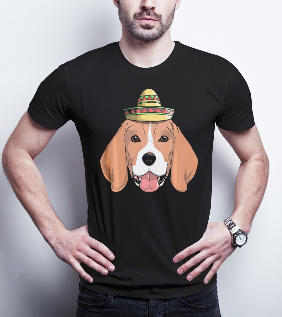 Beagle Dog Sombrero Fiesta Cinco De Mayo T-Shirt
