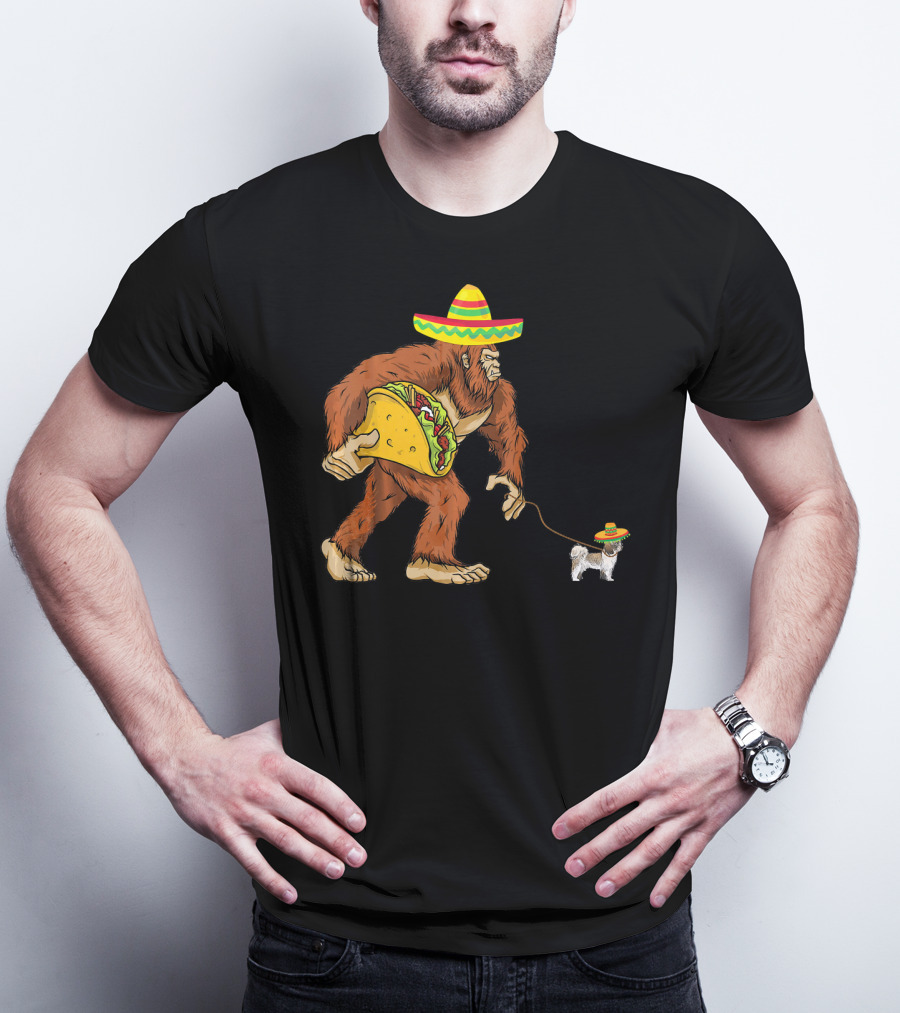 Cinco De Mayo Bigfoot Taco Shih Tzu Sombrero T-Shirt